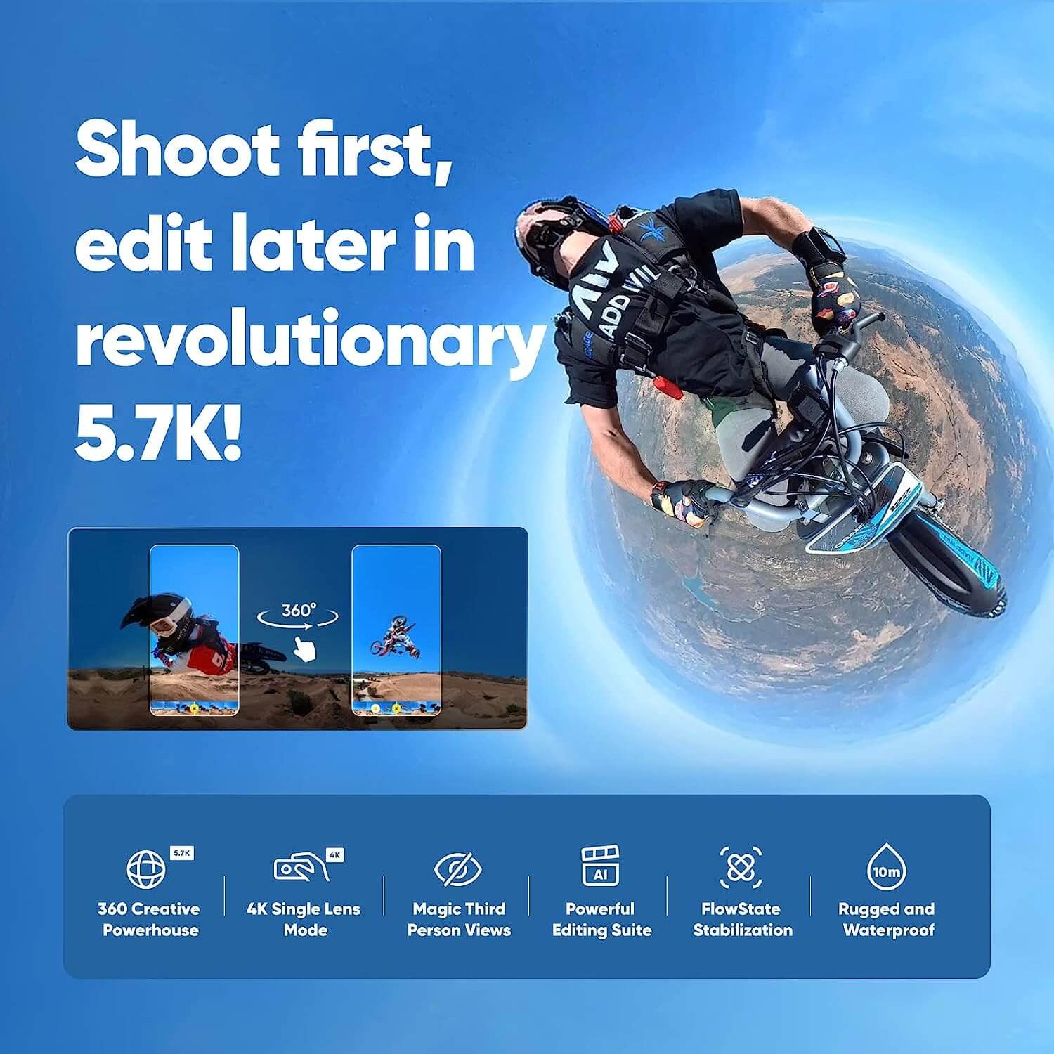 Insta360 X3 - Waterproof 360 Action Camera: Capture Life from Every ...